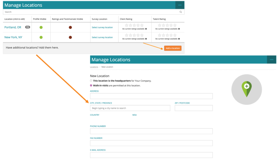 Manage Locations – Add Location | ClearlyRated